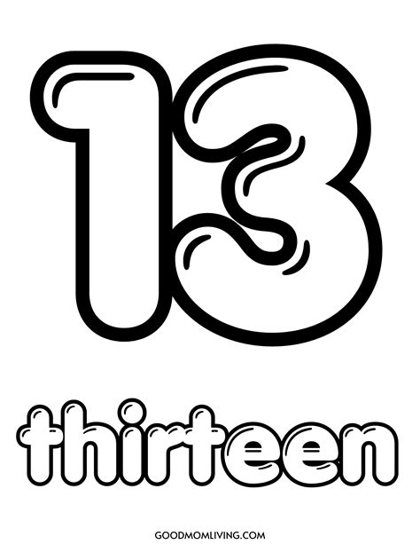 Coloring Number 13 13 Tag Des Monats Linear Symbol Wandkalender Mit