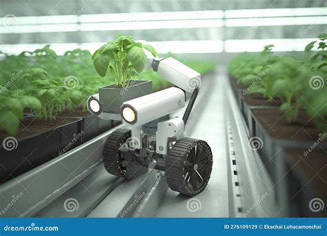 Smart Robotic Farmers Revolutionizing Agriculture Created With Generative Ai Stock Illustration