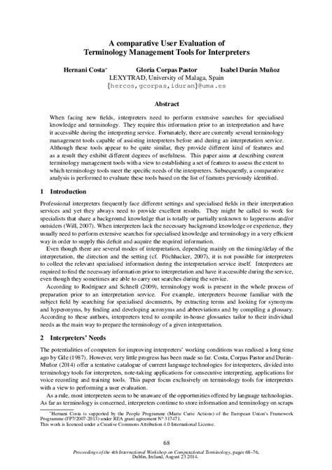 Pdf A Comparative User Evaluation Of Terminology Management For