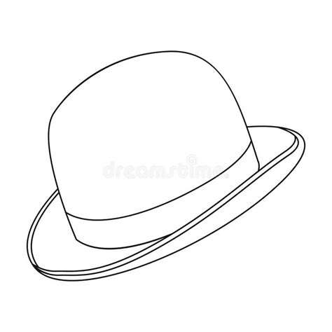 Bowler Hat Icon In Outline Style Isolated On White Background Hipster