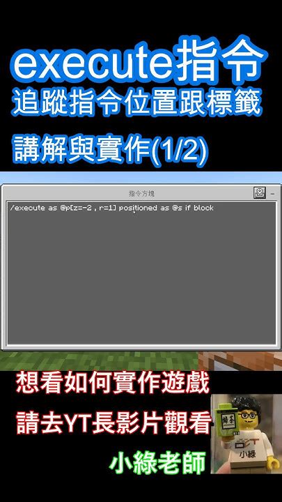 【小綠老師的指令講解】11 1 Execute麥塊最難指令的講解 搞懂這個指令就搞懂一半了 追蹤指令位置與標籤的搭配 Minecraft