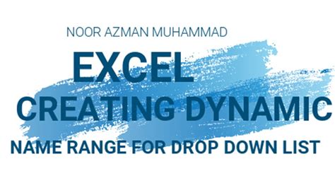 Excel Dynamic Name Range Drop Down List Youtube