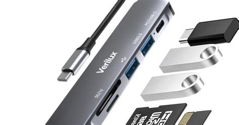 Verilux USB C Hub Multiport Adapter In Portable Aluminum USB Extender