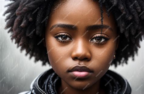 Premium Ai Image Beautiful African American Girl In The Rain