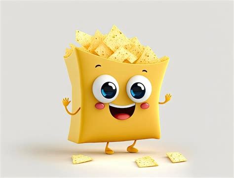 Premium Photo Adorable 3d Cartoon Character Of A Chip On A White