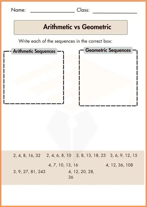 Arithmetic Sequence And Geometric Sequence Worksheet