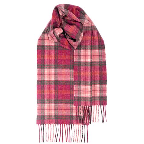 Beau Luxury Cashmere Scarf Lochcarron Hunting Rose The Longship