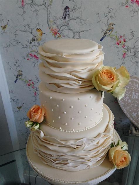 Ruffled Wedding Cake Decorated Cake By Janet Harbon Cakesdecor