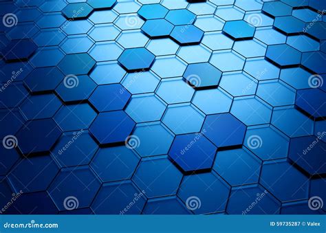 Abstract 3d Rendering Of Surface With Hexagons Stock Illustration