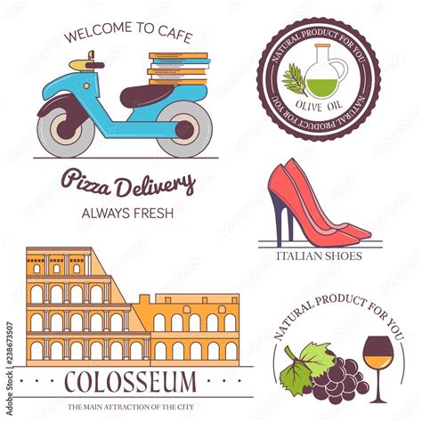 Italy Country Set Label Template Of Emblem Element For Your Product Or