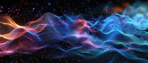 D Rendering Picture Of A Abstract Digital Landscape With Flowing Particles Big Data