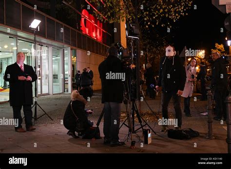 Berlin Germany 08th Oct 2017 Television Crews Setting Up Their