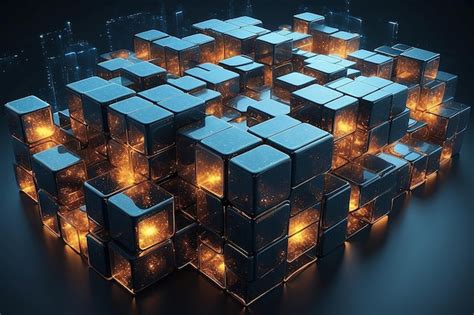 Premium Photo Blockchain Technology Information Blocks Form A
