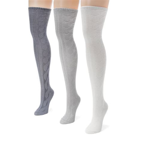 3 Pack Cable Knit Over The Knee Socks Ebay