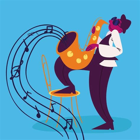 Premium Vector Male Musician With Sax