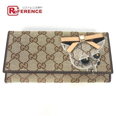 Gucci グッチ 226154 グッチョリ Wホック 二つ折り ロングウォレット Gg チワワ ドッグ 犬 長財布 ベージュ レディース