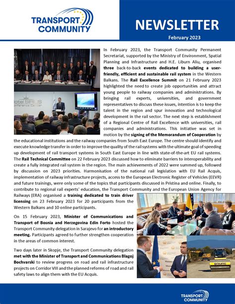 Newsletter Issue No Transport Community