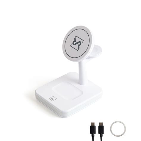 S급 리퍼 디바이스풀 3in1 맥세이프 15w Led 고속 무선 충전기 거치대케이블맥세이프링 화이트 리퍼브모아