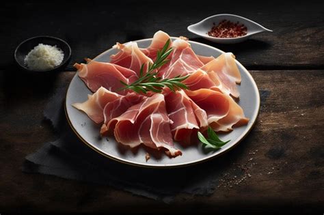 Premium Photo Prosciutto On The Plate Generative Ai