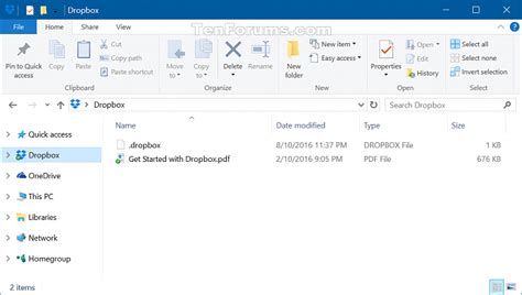 Add Or Remove Dropbox From Navigation Pane In Windows Tutorials