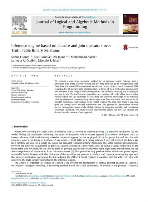 Pdf Inference Engine Based On Closure And Join Operators Over Truth