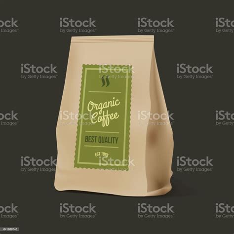 Paket Kantong Makanan Kertas Coklat Kopi Mockup Vektor Ilustrasi Stok