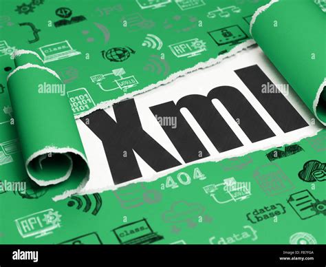 Programming Concept Black Text Xml Under The Piece Of Torn Paper Stock