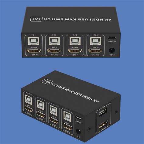 마우스 키보드용 범용 Usb 컴퓨터 허브 공유 스캐너 표시등 포함 Kvm 스위처 알루미늄 합금 4k 4 포트