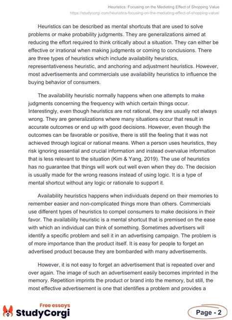 Heuristics Focusing On The Mediating Effect Of Shopping Value Free