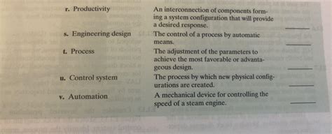 Solved In The Following Word Match Problems Match The Term
