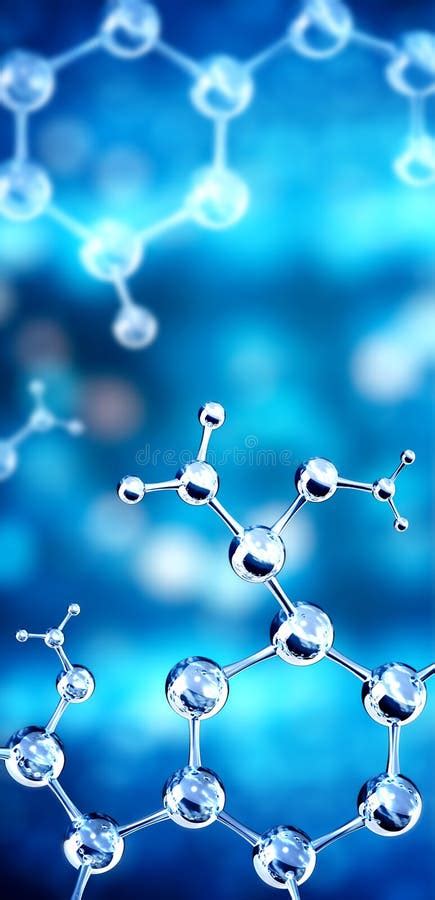 Vertical Or Horizontal Banner With Model Of Abstract Molecular Structure Background Of Blue