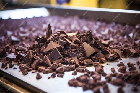 Premium Ai Image Dark Chocolate Nibs In A Factory Setting