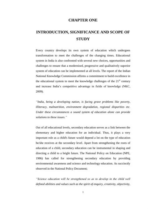 Pdf Chapter One Introduction Significance And Scope Of Shodhganga