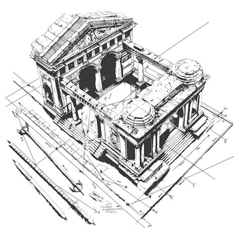 Architec Drawing In Action With Old Engraving Style Premium Ai