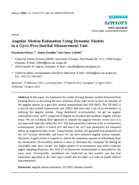 angular motion estimation using dynamic models pdf gyroscope