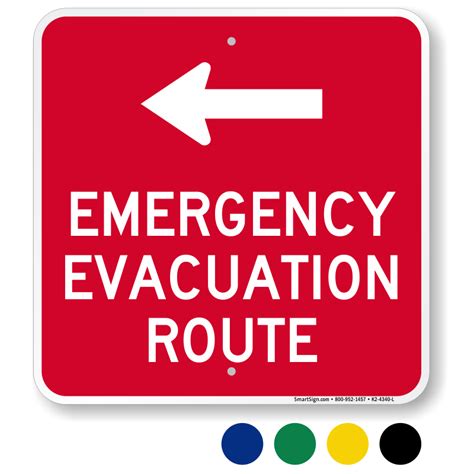 Emergency Evacuation Route Left Arrow Signs Sku K2 4340 L