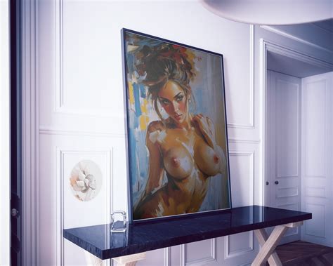 Vibrant Sensual Art Set Colorful Naked Woman Abstract Oil Paintings