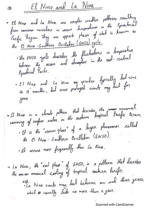 El Nino La Nina El Nino La Nina Detailed Notes Climatology