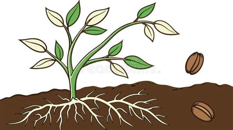 Coffee Bean Sprouting Process Agriculture Plant Growth Cycle Vector Design Generative Ai Stock