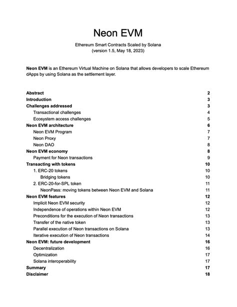 Neon Evm Introducing The Updated Neon Evm White Paper V15 May 18 2023 Scaling Ethereum