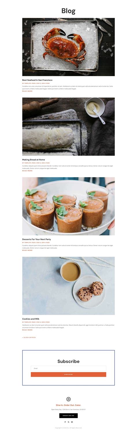 eatery blog page divi layout by elegant themes