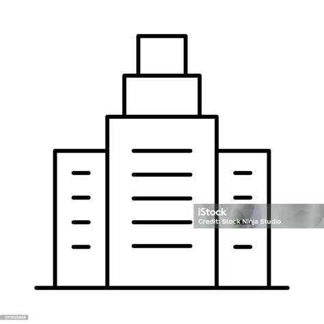 건물 라인 편집 가능한 획 아이콘 부동산 집 아파트 도시 풍경 벡터 일러스트 레이 션 건물 외관에 대한 스톡 벡터 아트 및 기타