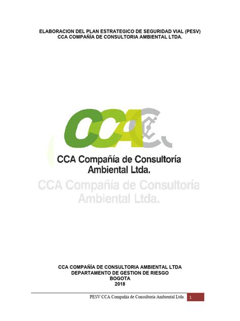 Elaboracion Del Plan Estrategico De Seguridad Vial Pesv Cca Pdf