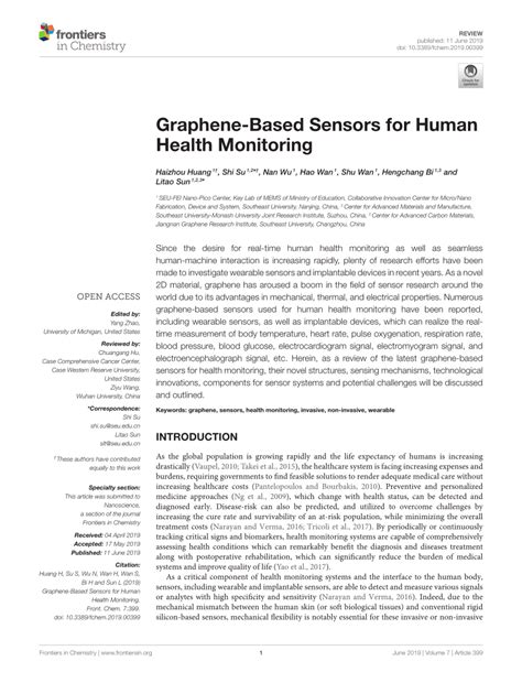 PDF Graphene Based Sensors For Human Health Monitoring