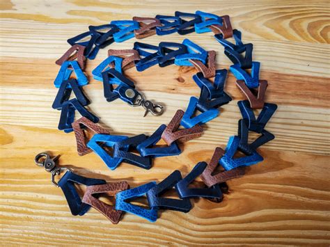 Bison Leather Chain Link Bag Strap Grommets Leathercraft