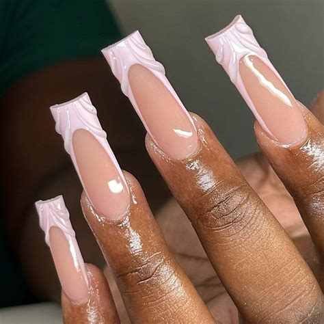 37 Coolest Designs For Coffin Shaped French Tip Nails Nail Designs