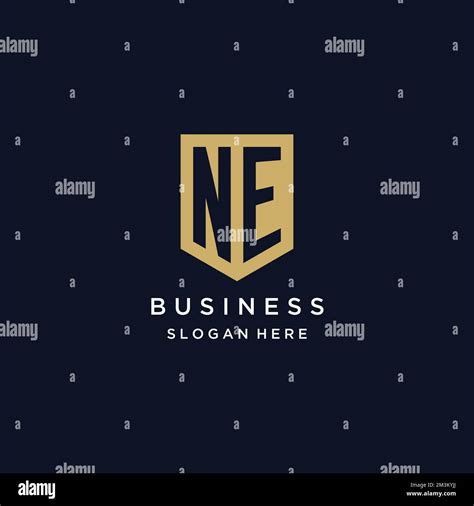 Ne Monogram Initials Logo Design With Shield Icon Template Stock Vector