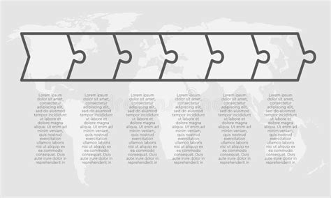 Six Steps Line Infographic Puzzle Option Diagram Stock Vector