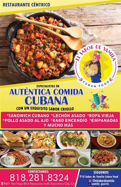 Menu At El Sabor De Yamila Cuban Food Restaurant Los Angeles