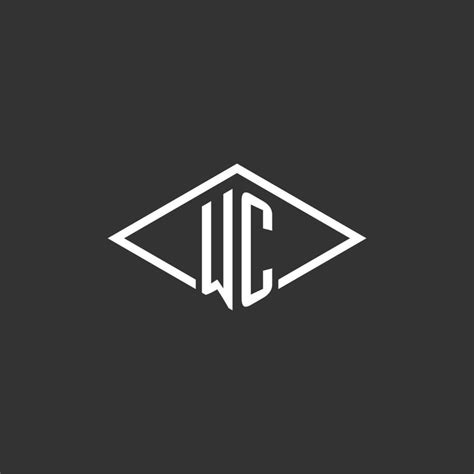 Initials Wc Logo Monogram With Simple Diamond Line Style Design